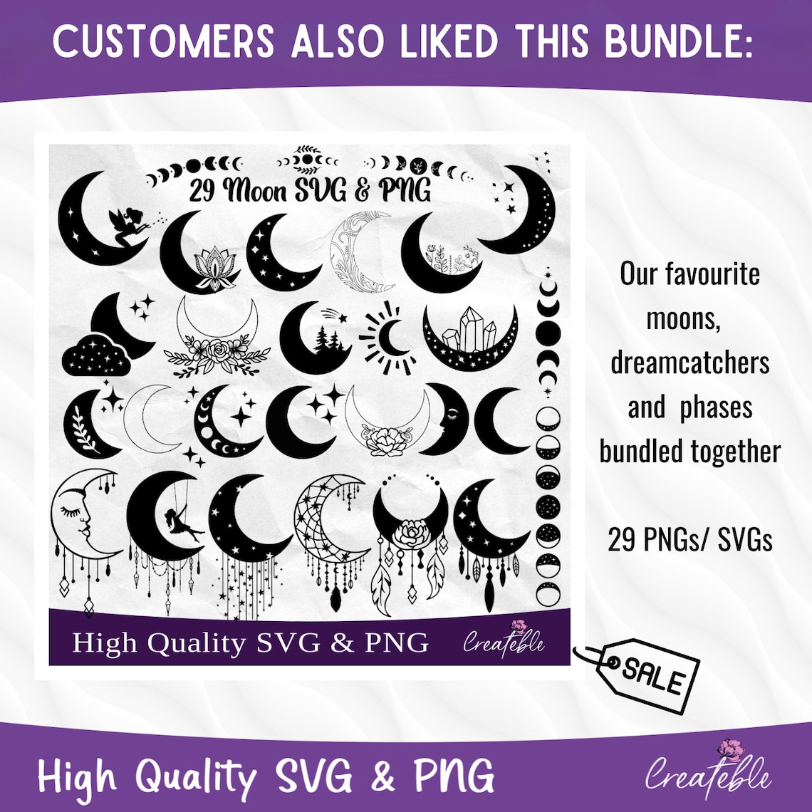 Moon Dreamcatcher SVG, Floral Moon SVG PNG, Moon Svg Bundle, Moon Face ...