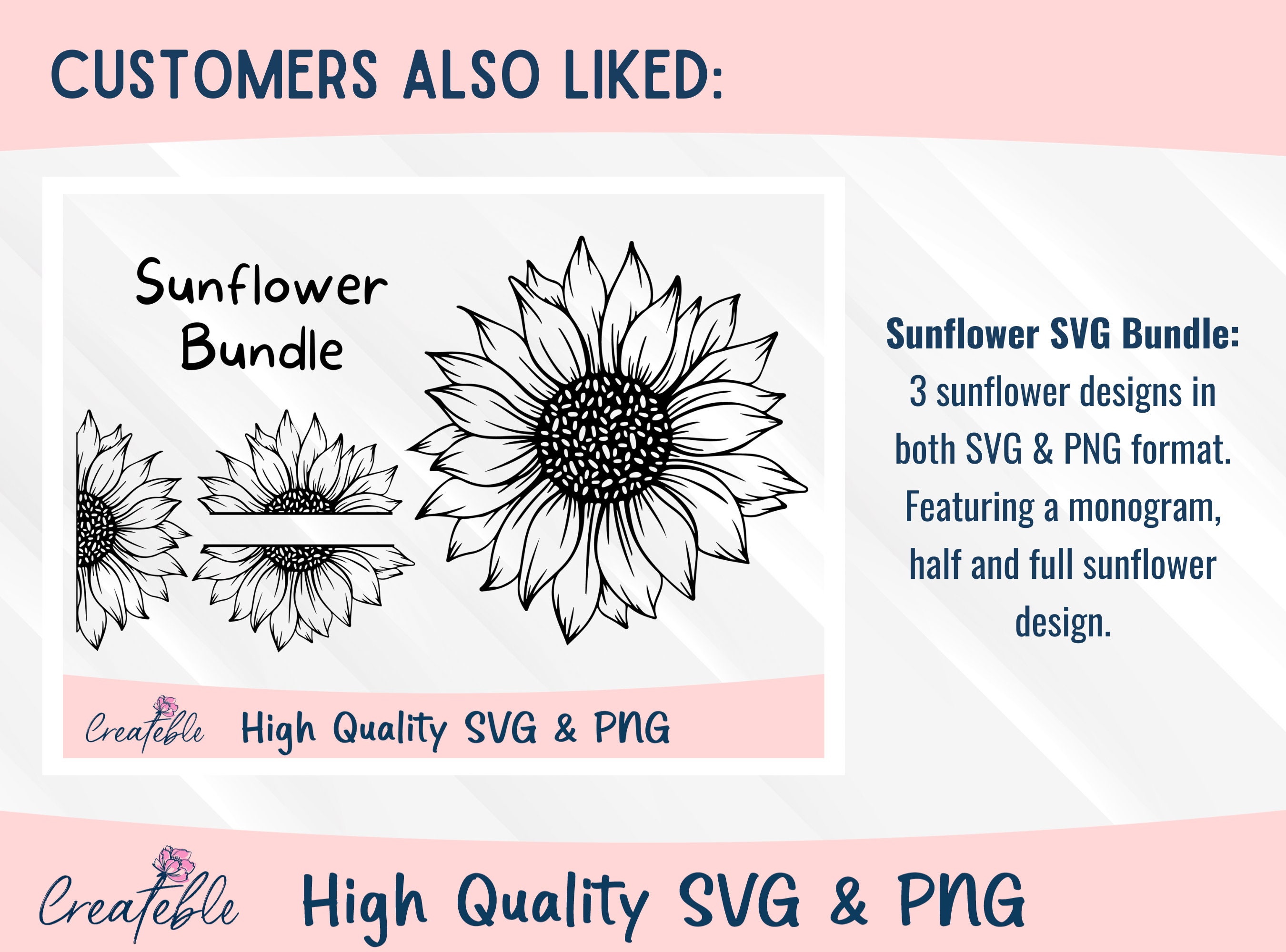 Sunflower Svg Bundle, Sunflower Svg, Sunflower Monogram, Half Sunflower ...