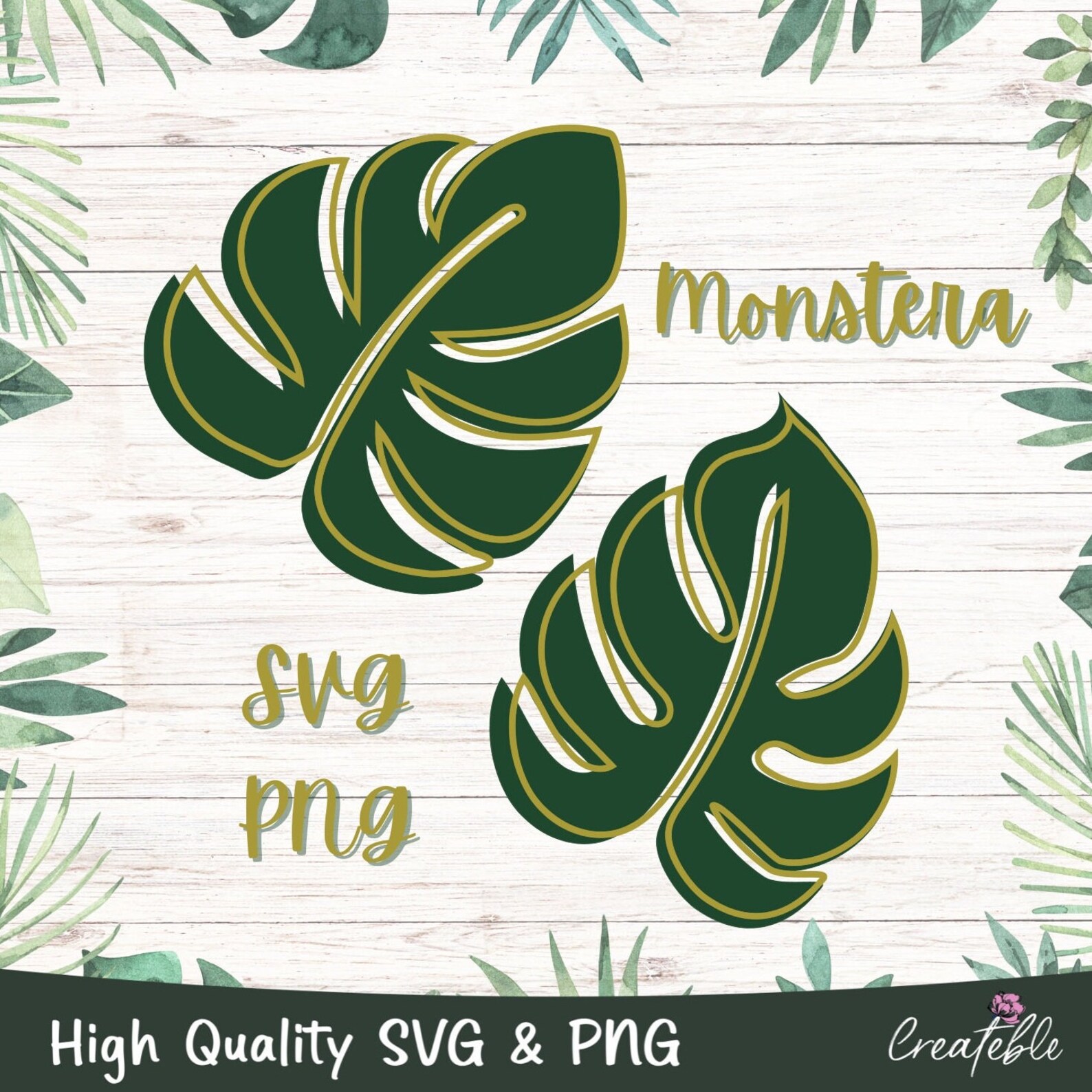 Monstera SVG, Layered Monstera SVG, Tropical Leaves SVG, Cricut Cutfile ...