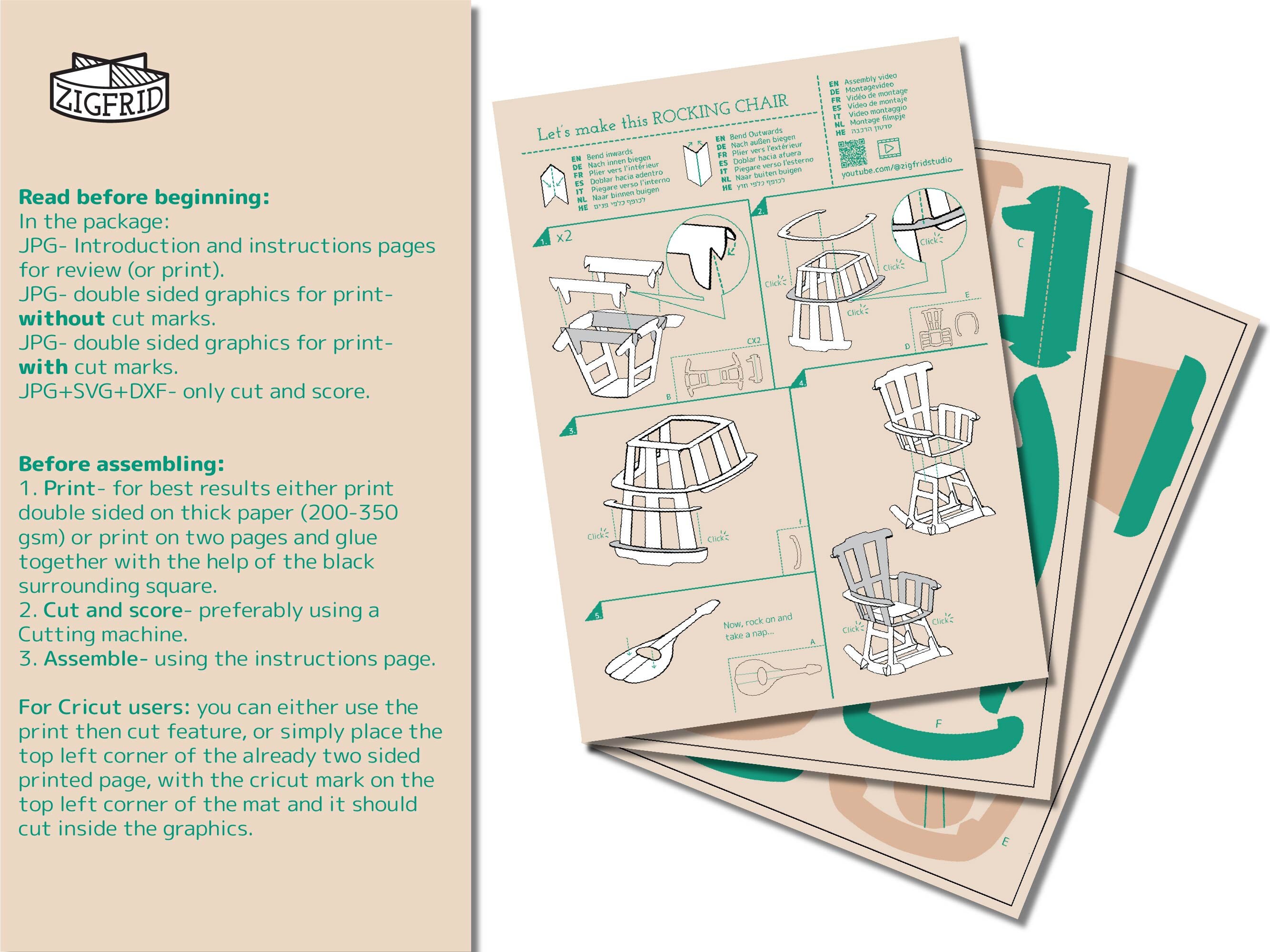 Green Rocking Chair SVG JPG DXF Digital Files Instant Download Print ...