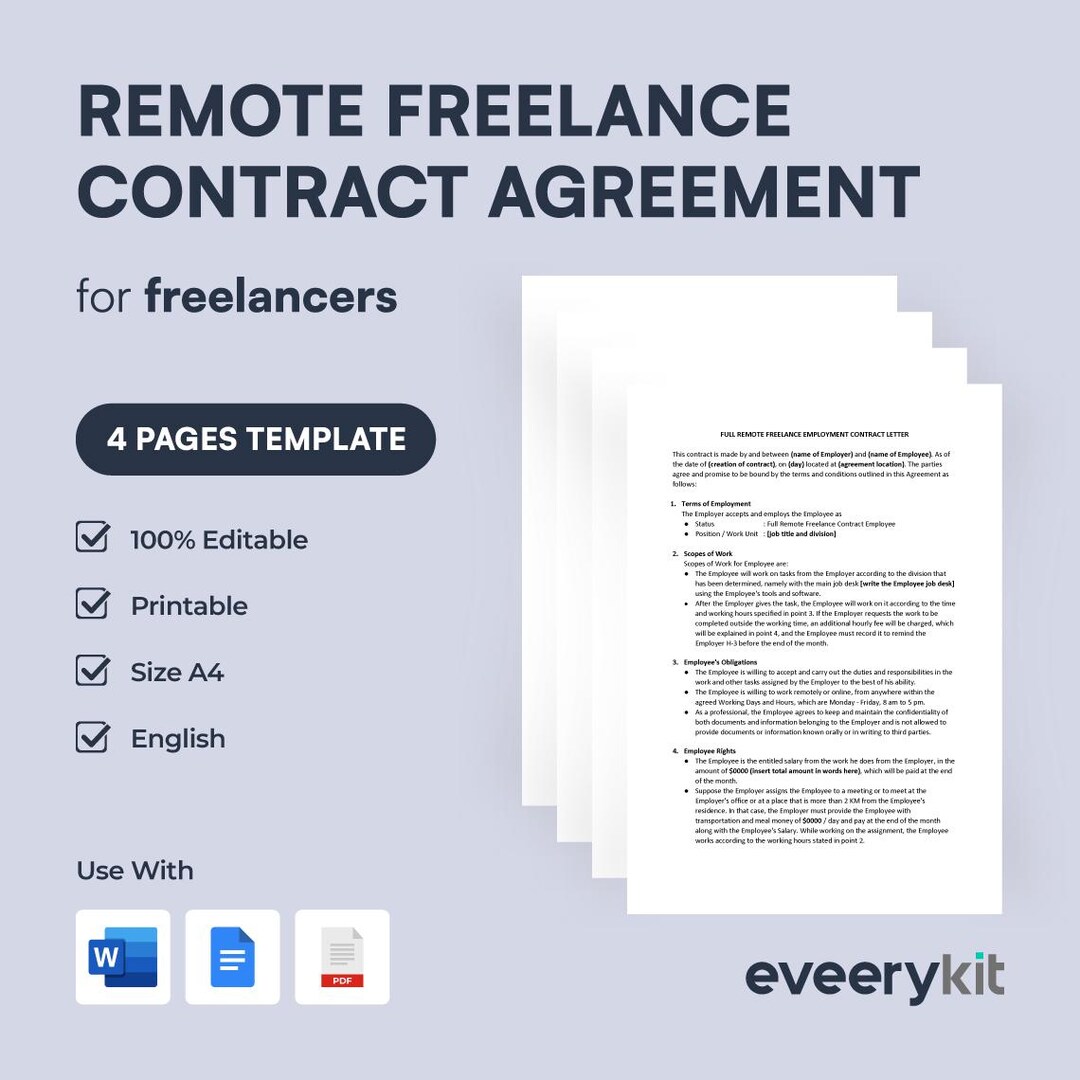 Professional Remote Freelance Contract Letter: Simplify Your Work ...