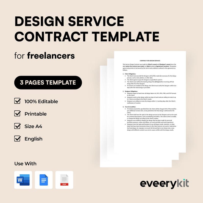 Design Service Contract Template for Freelancers: Quick & Easy - Etsy