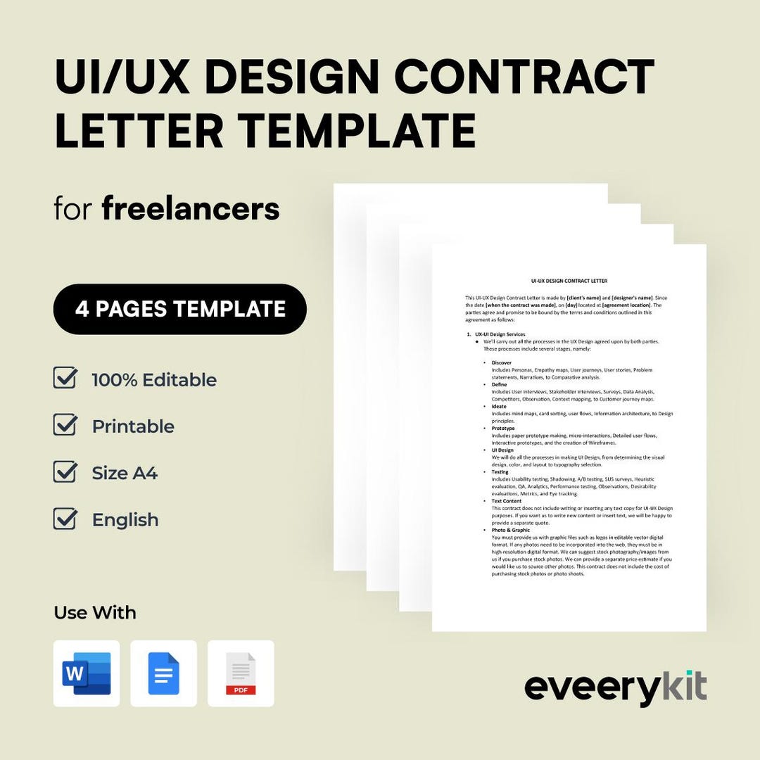 Professional UI-UX Design Contract Template for Freelancers - Ensure ...
