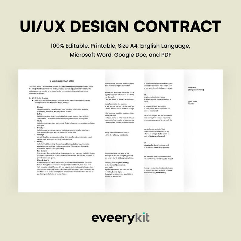 Professional UI-UX Design Contract Template for Freelancers - Ensure ...