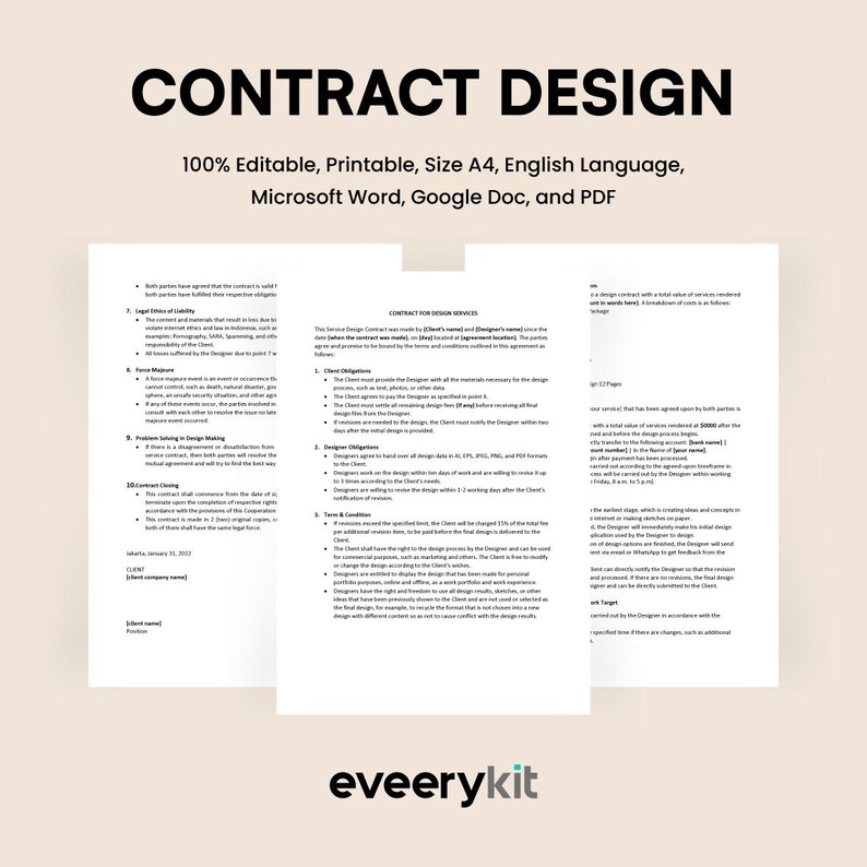 Design Service Contract Template for Freelancers: Quick & Easy - Etsy