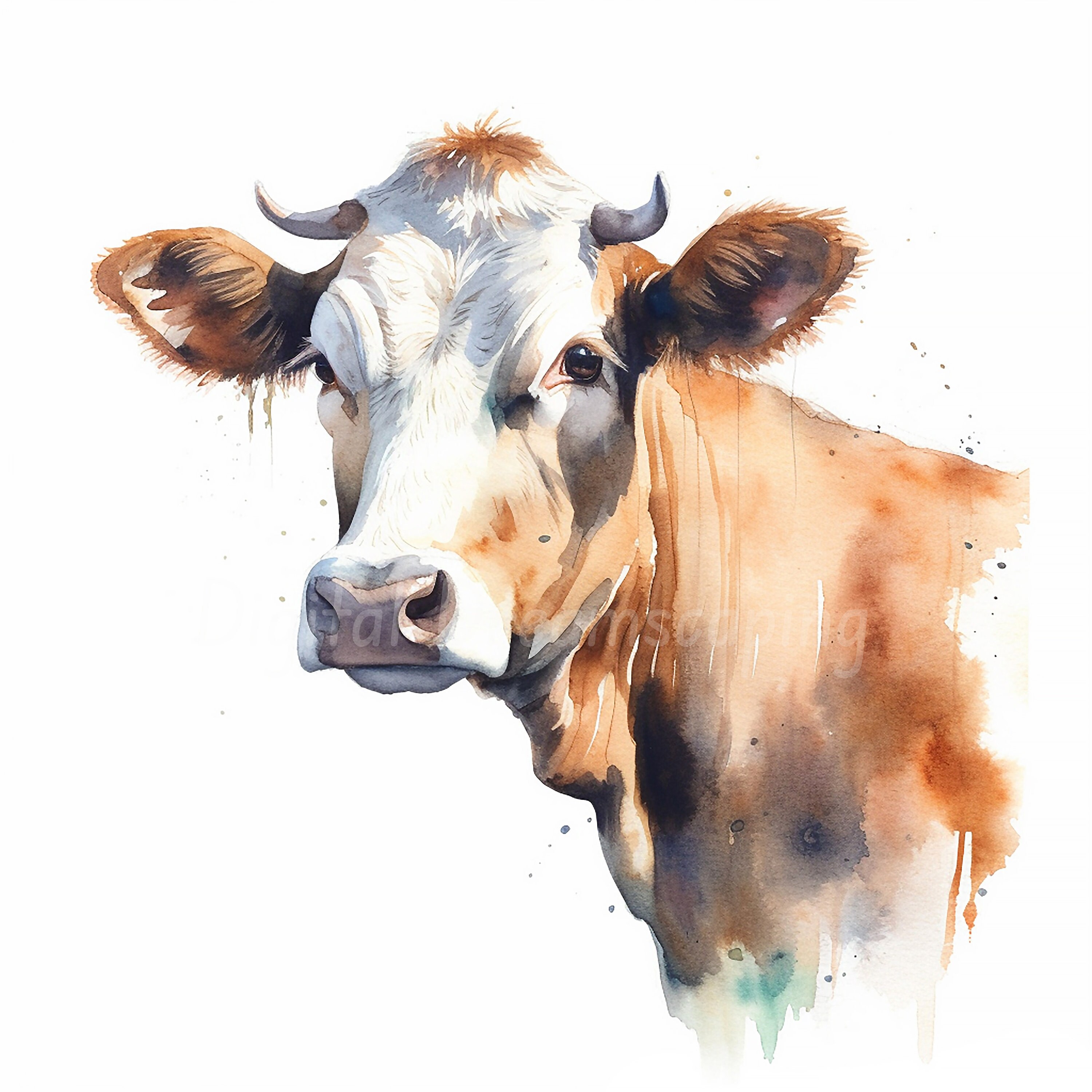 Cow Clipart Bundle, Digital Download, Watercolor Clip Art, Wall Decor ...