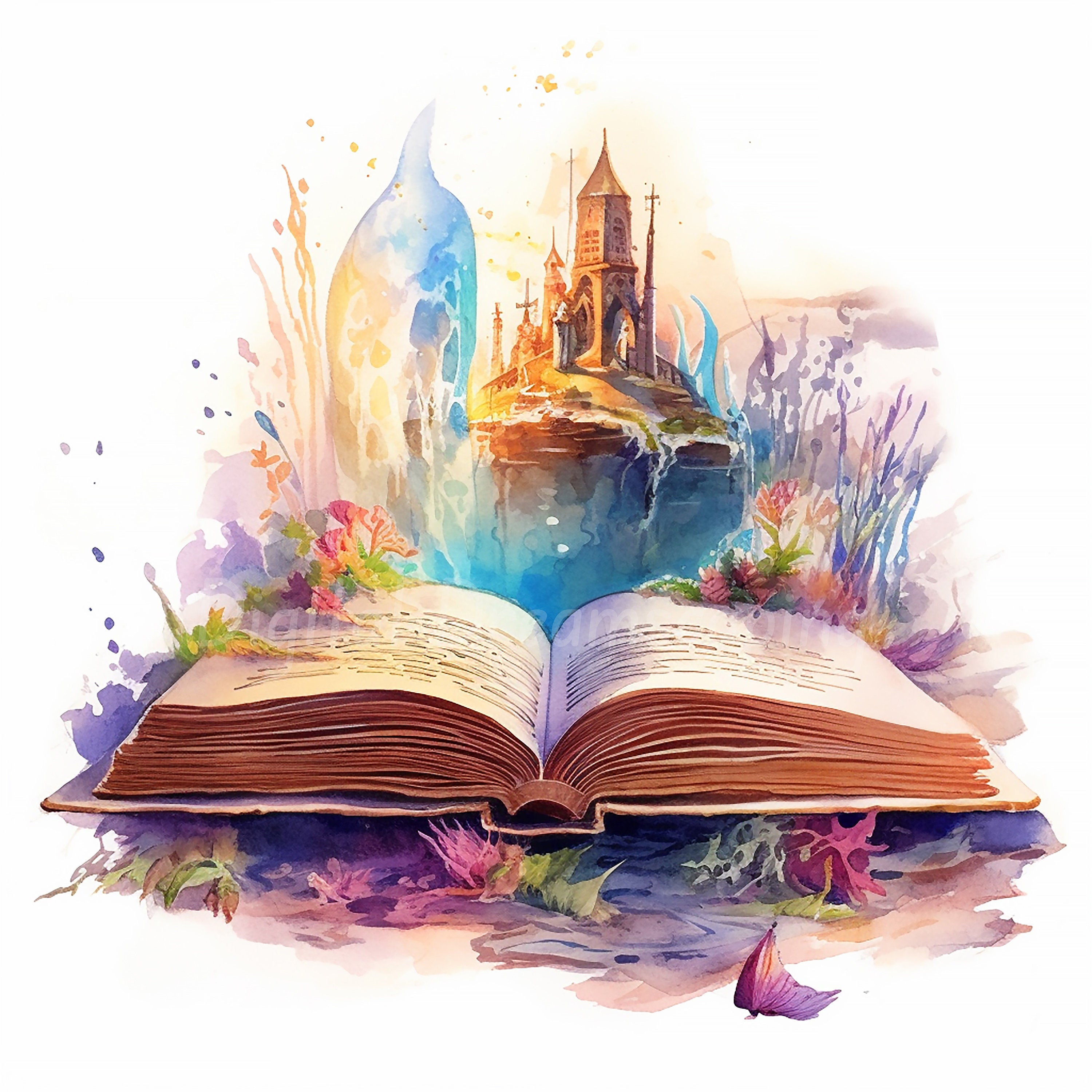 Fantasy Books Clipart Bundle Digital Download Watercolor - Etsy