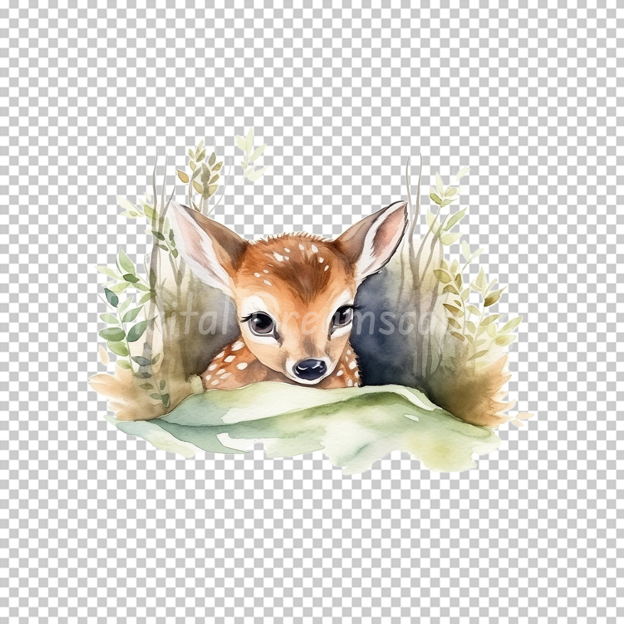 Cute Baby Fawn Deer Motifs Clipart Bundle Cute Watercolor - Etsy