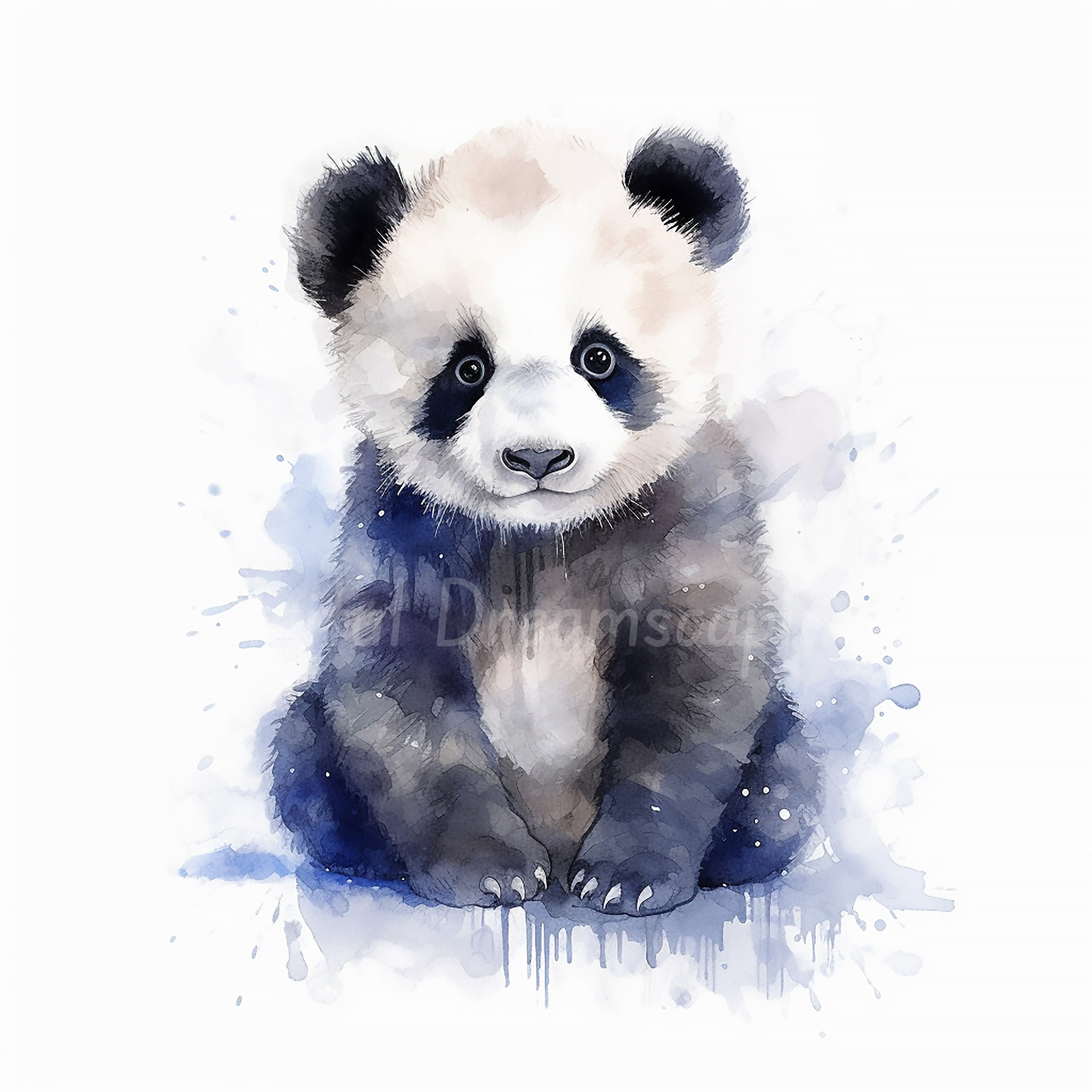 Cute Panda Bear Clipart Bundle Digital Download, Watercolor Clip Art ...