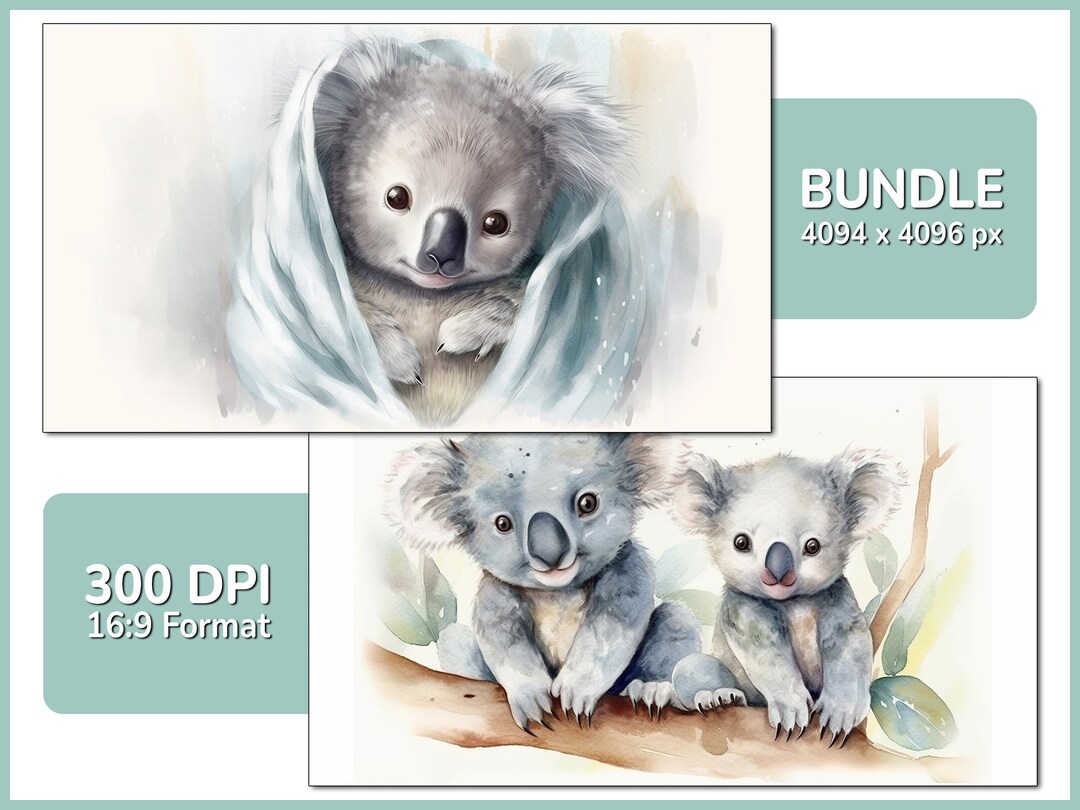 Cute Koalas Koala Motif Bundle 01 8x High Quality Watercolor Motifs ...
