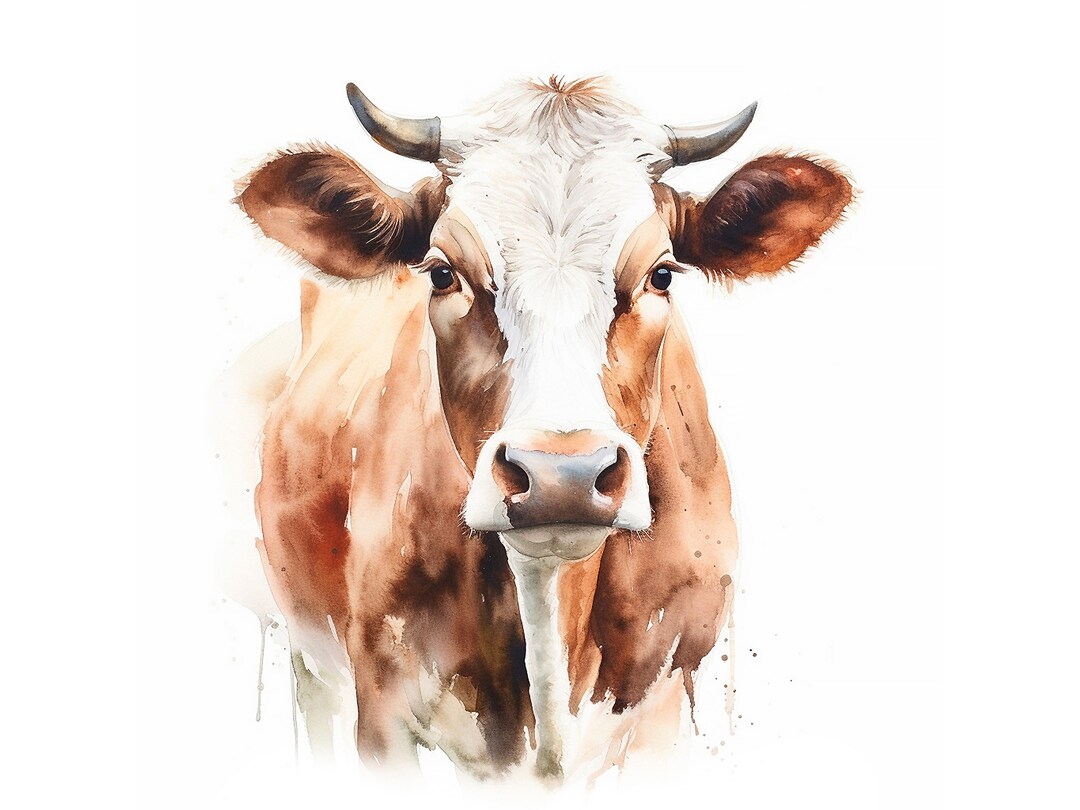 Cow Clipart Bundle, Digital Download, Watercolor Clip Art, Wall Decor ...