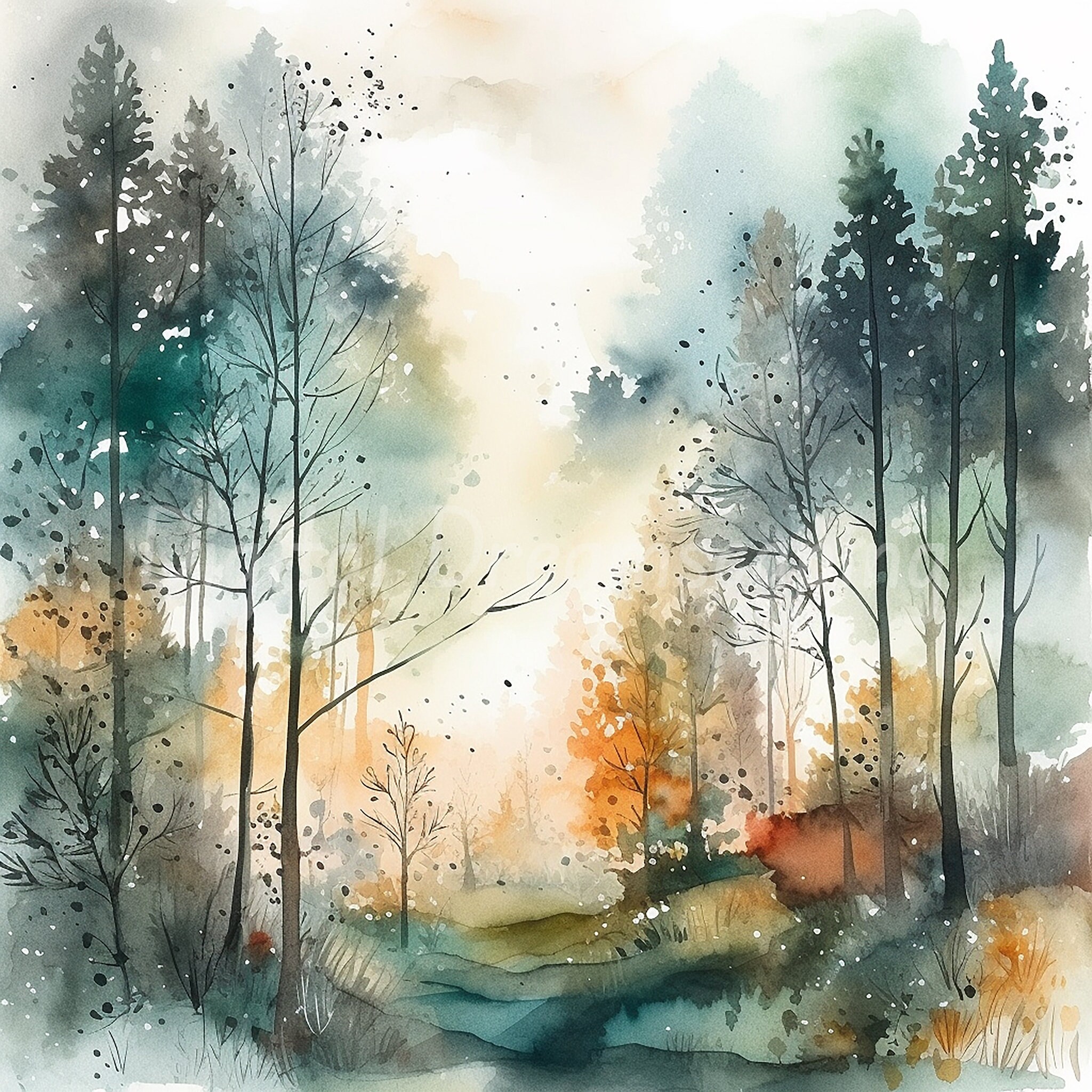 Forest Landscape Clipart Bundle 8x High Quality Watercolor Designs ...