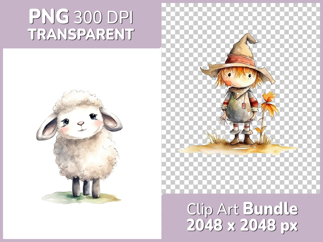 Cute Farm Animals and Themes Clipart Bundle Cute Watercolor - Etsy