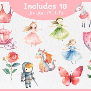 Cute Princess and Knight Clipart Bundle Sweet Watercolor Illustrations ...