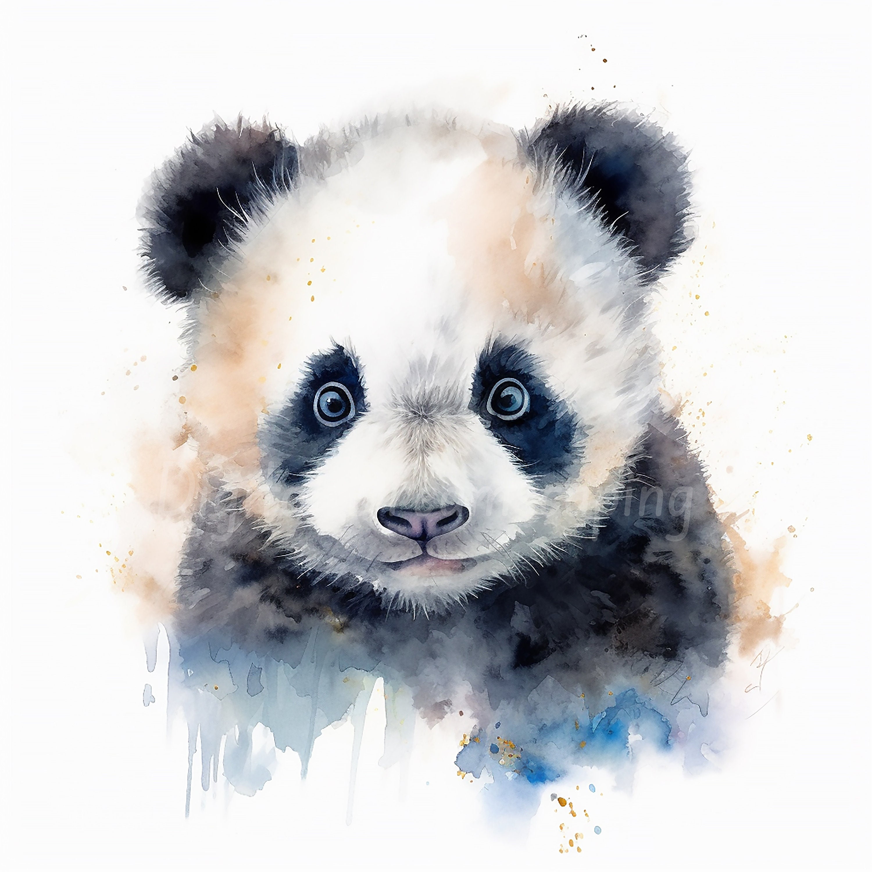Cute Panda Bear Clipart Bundle Digital Download, Watercolor Clip Art ...