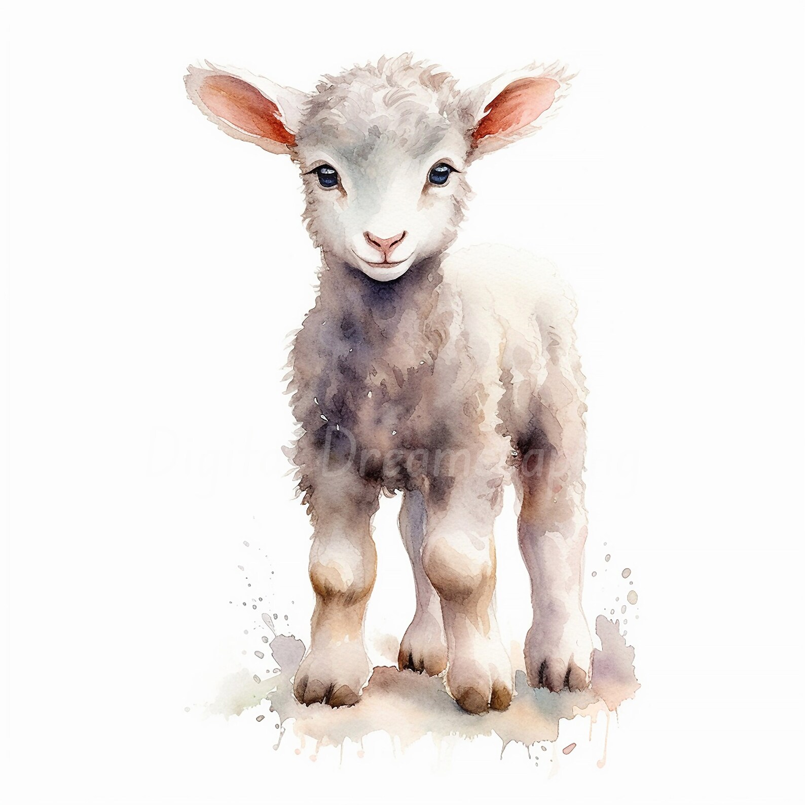Cute Lamb Clipart Bundle, Digital Download, Watercolor Clip Art, Wall ...