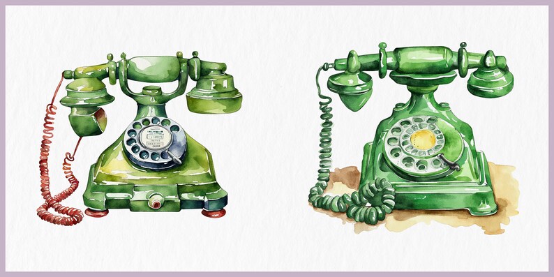 Vintage Telephone Clipart Bundle 12x PNG Images Transparent Background ...