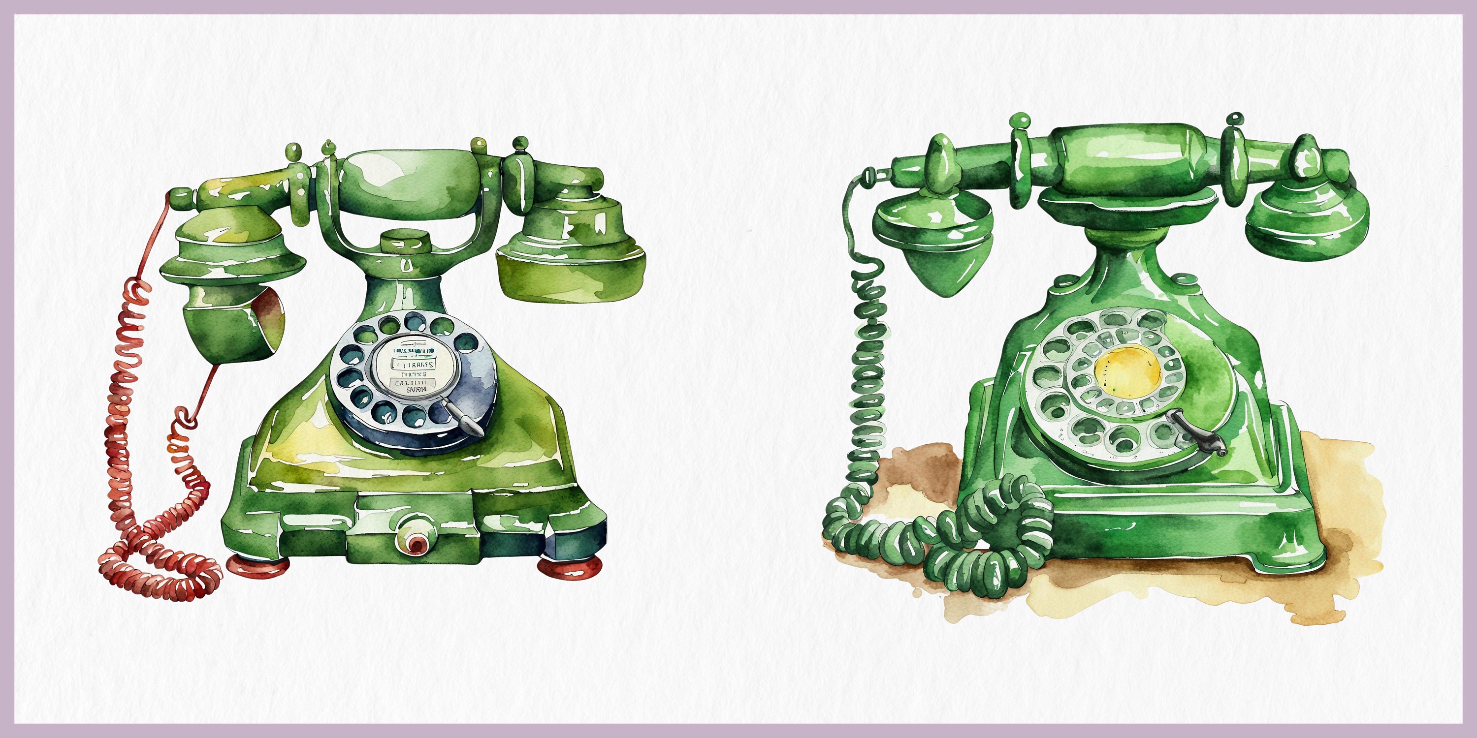 Vintage Telephone Clipart Bundle 12x PNG Images Transparent Background ...