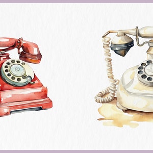 Vintage Telephone Clipart Bundle 12x PNG Images Transparent Background ...