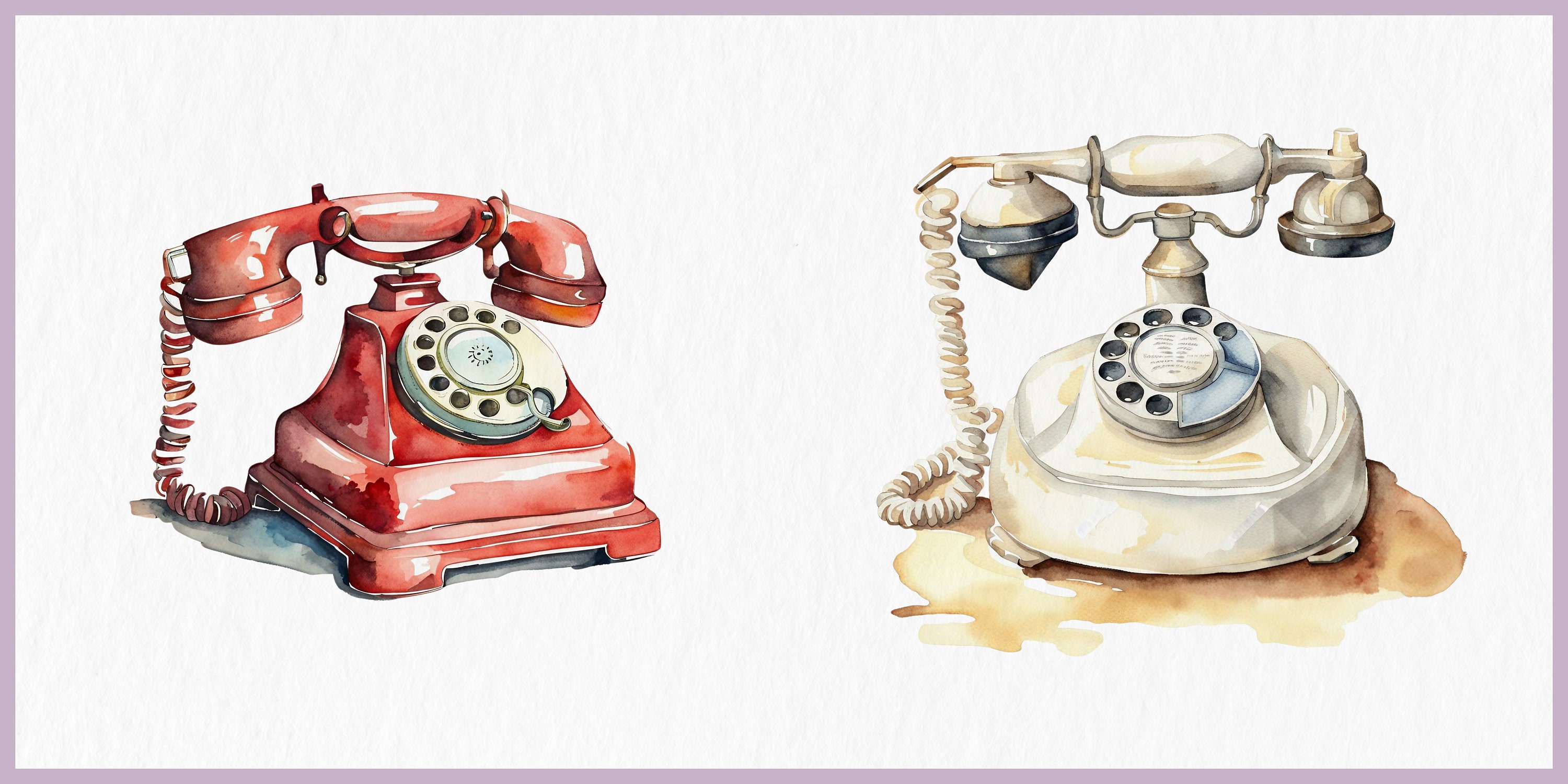 Vintage Telephone Clipart Bundle 12x PNG Images Transparent Background ...