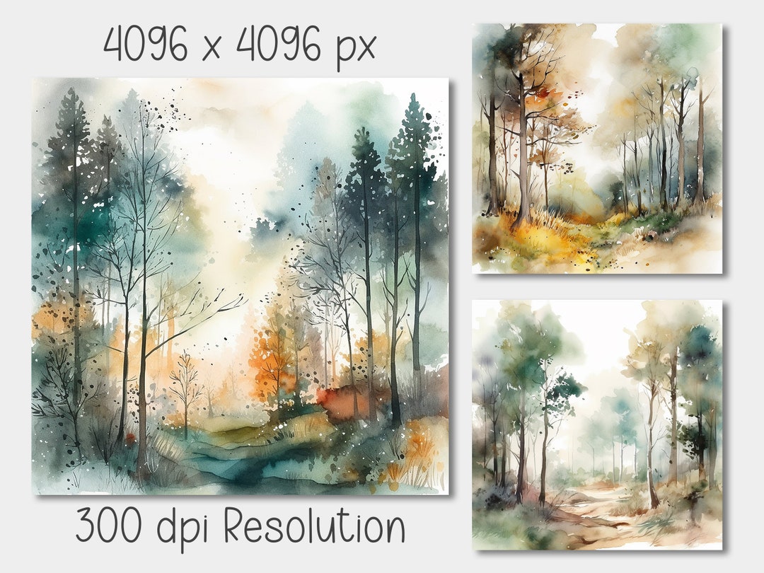 Forest Landscape Clipart Bundle 8x High Quality Watercolor Designs ...