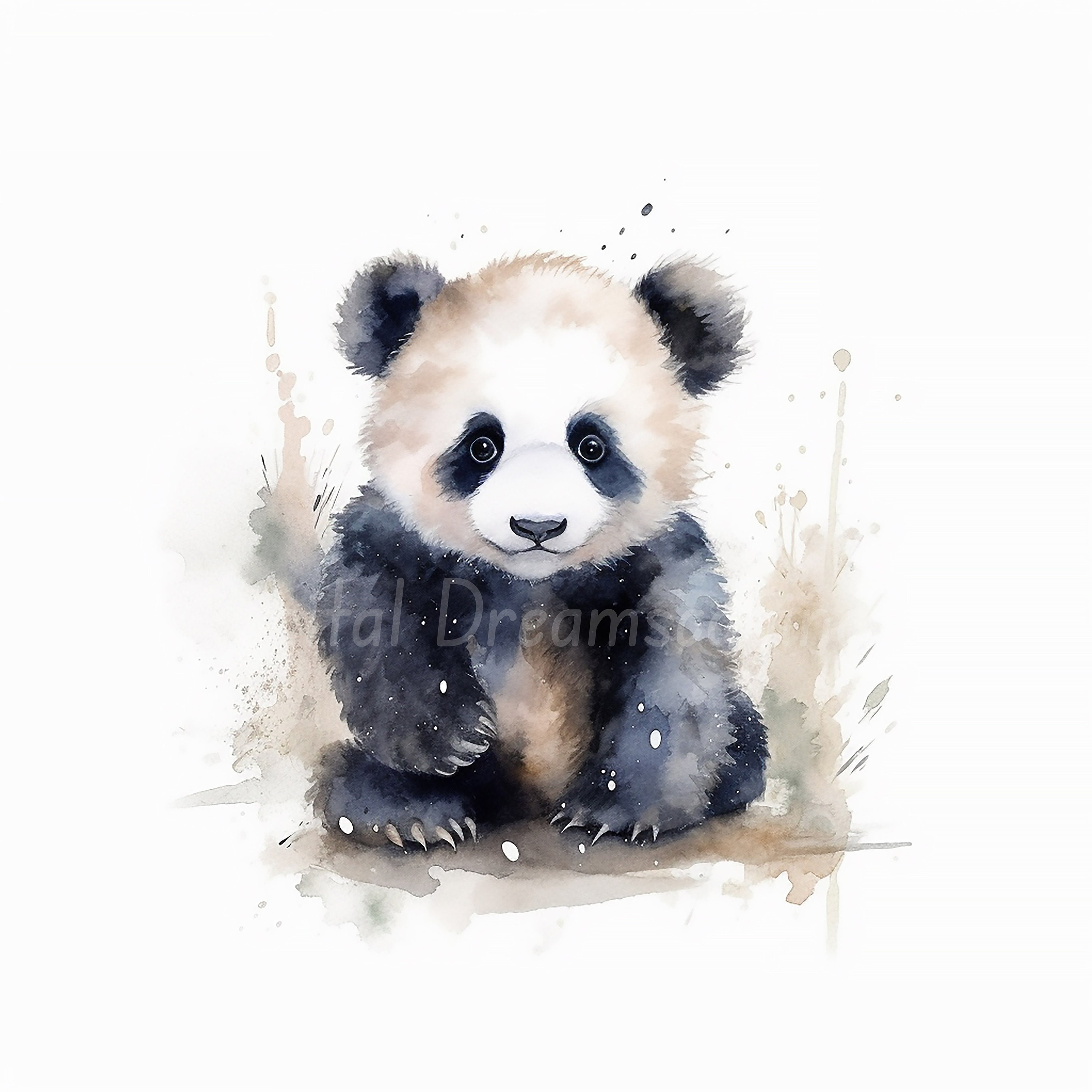 Cute Panda Bear Clipart Bundle Digital Download, Watercolor Clip Art ...