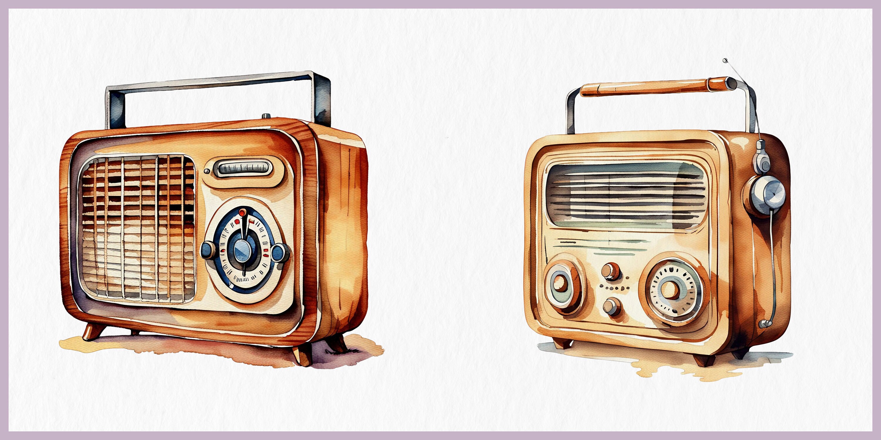 Vintage Radios Clipart Bundle 12x PNG Images Transparent Background ...