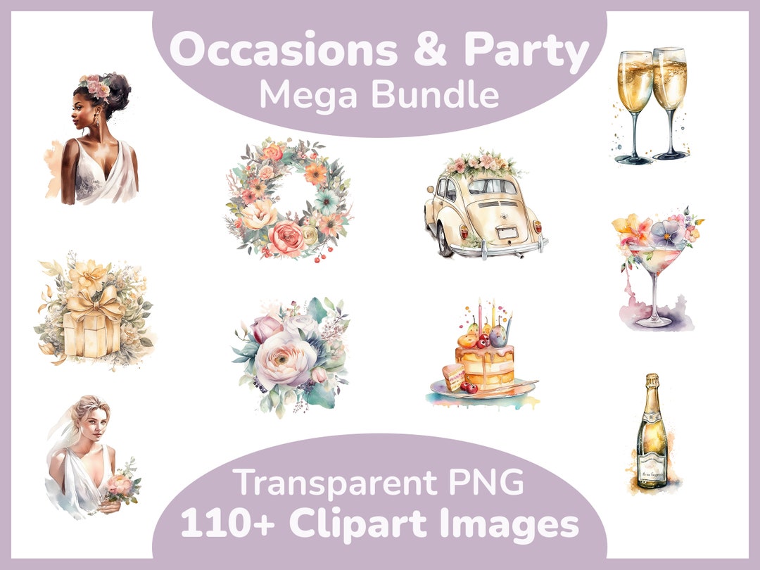 110 Wedding & Party Clipart Mega Bundle, 70% off All Items From Shop ...
