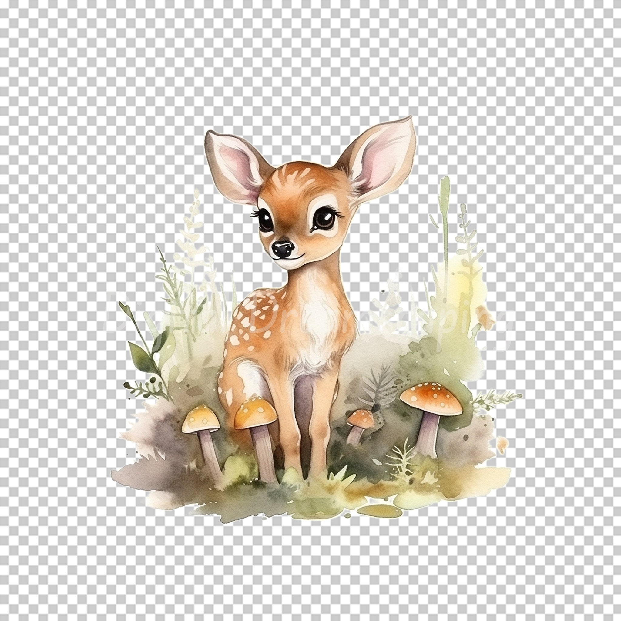Cute Baby Fawn Deer Motifs Clipart Bundle Cute Watercolor - Etsy