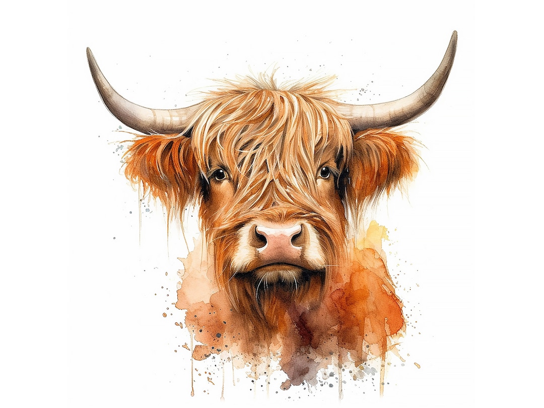 Highland Cow Clipart Bundle Digital Download, Watercolor Clip Art, Wall ...