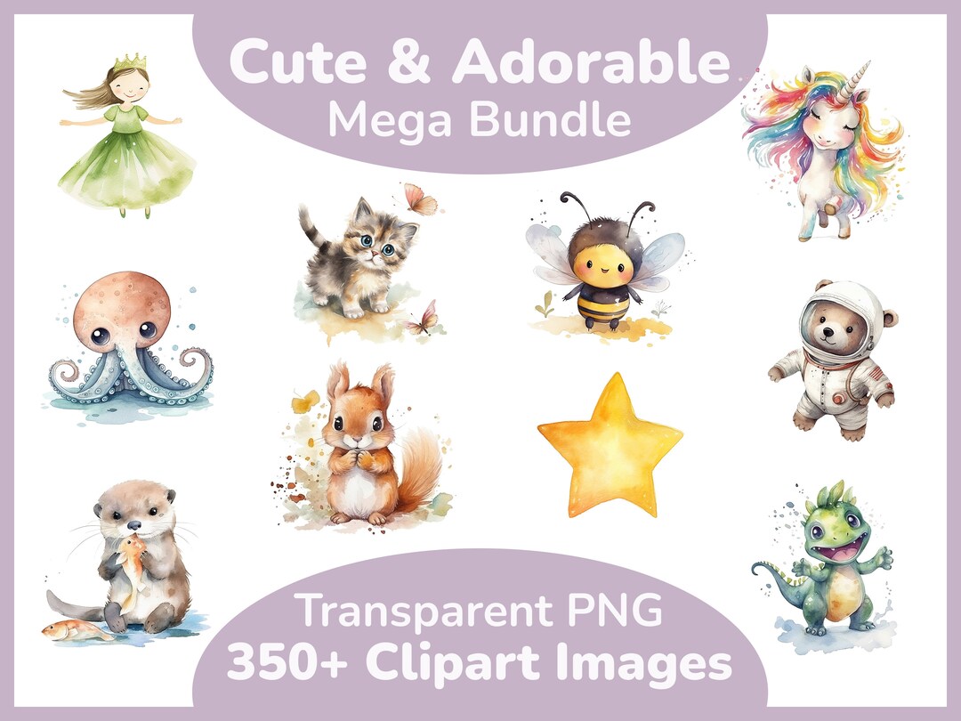 350 Cute & Adorable Clipart Mega Bundle, 70% off All Items From Shop ...