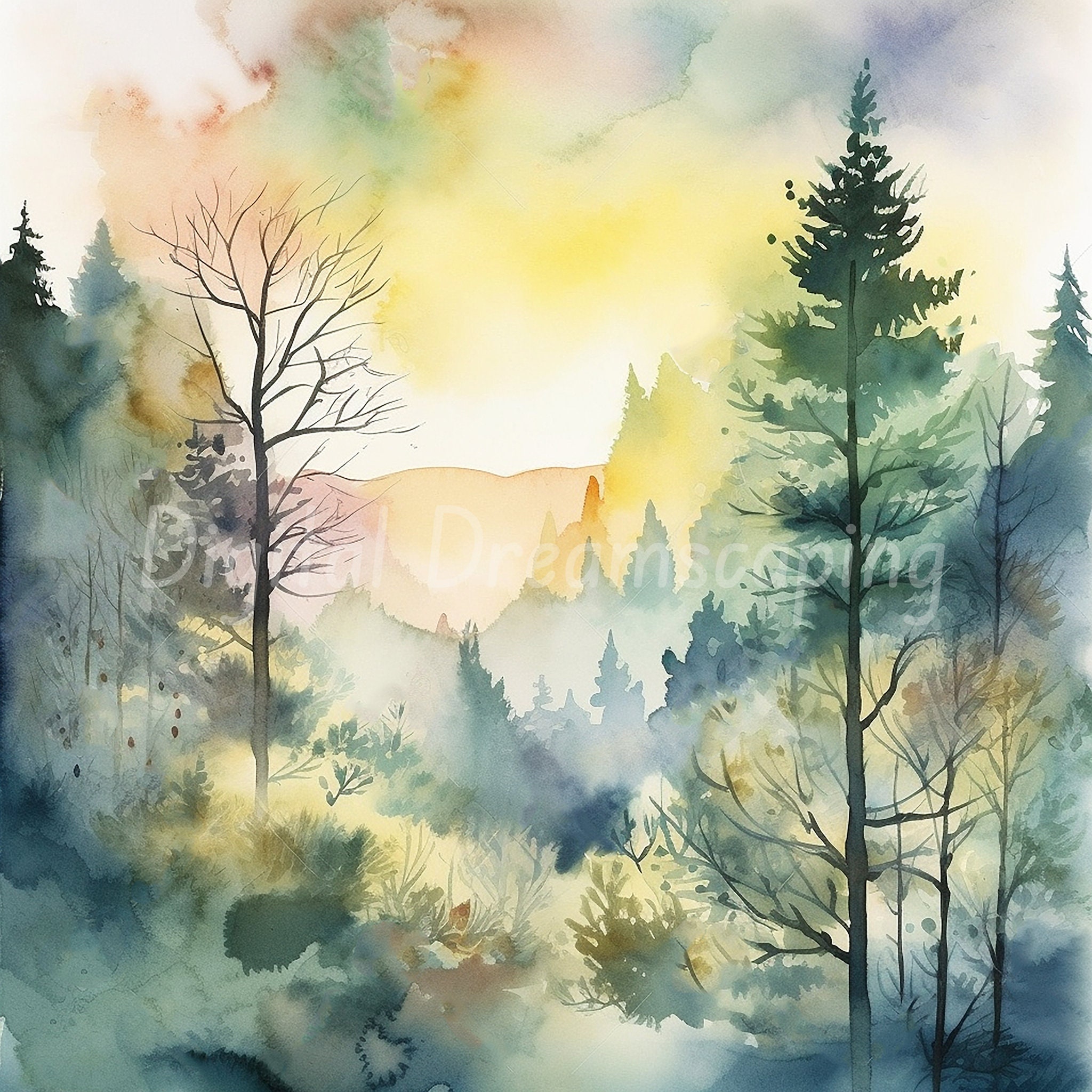 Forest Landscape Clipart Bundle 8x High Quality Watercolor Designs ...