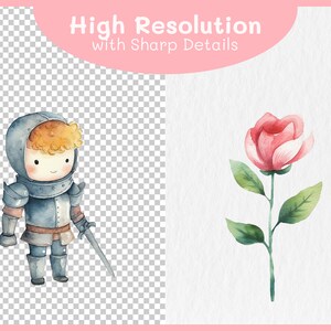 Cute Princess and Knight Clipart Bundle Sweet Watercolor Illustrations ...