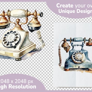 Vintage Telephone Clipart Bundle 12x PNG Images Transparent Background ...