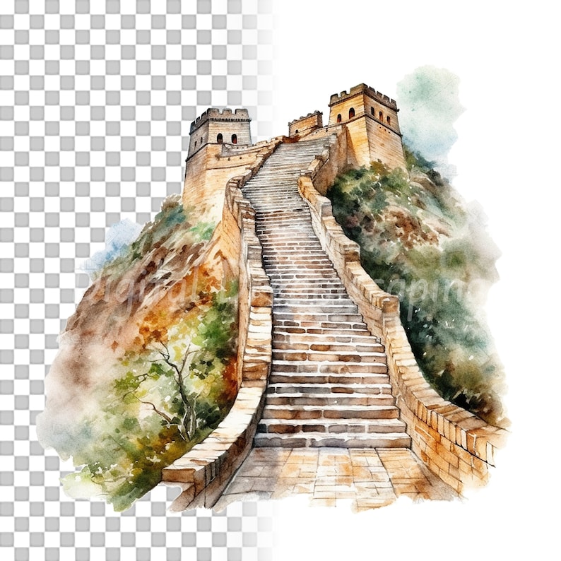 Landmarks Clipart Bundle 02 8x Detailed Watercolor Designs, PNG With ...