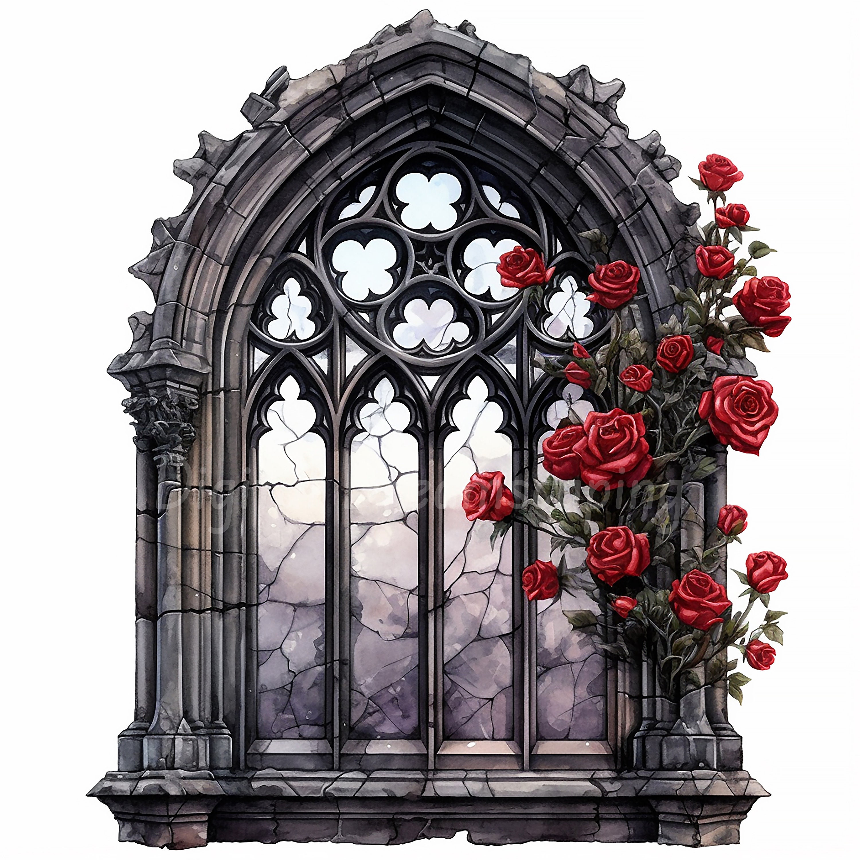 Gothic Window Clipart Bundle Digital Download Watercolor Clip Art for ...