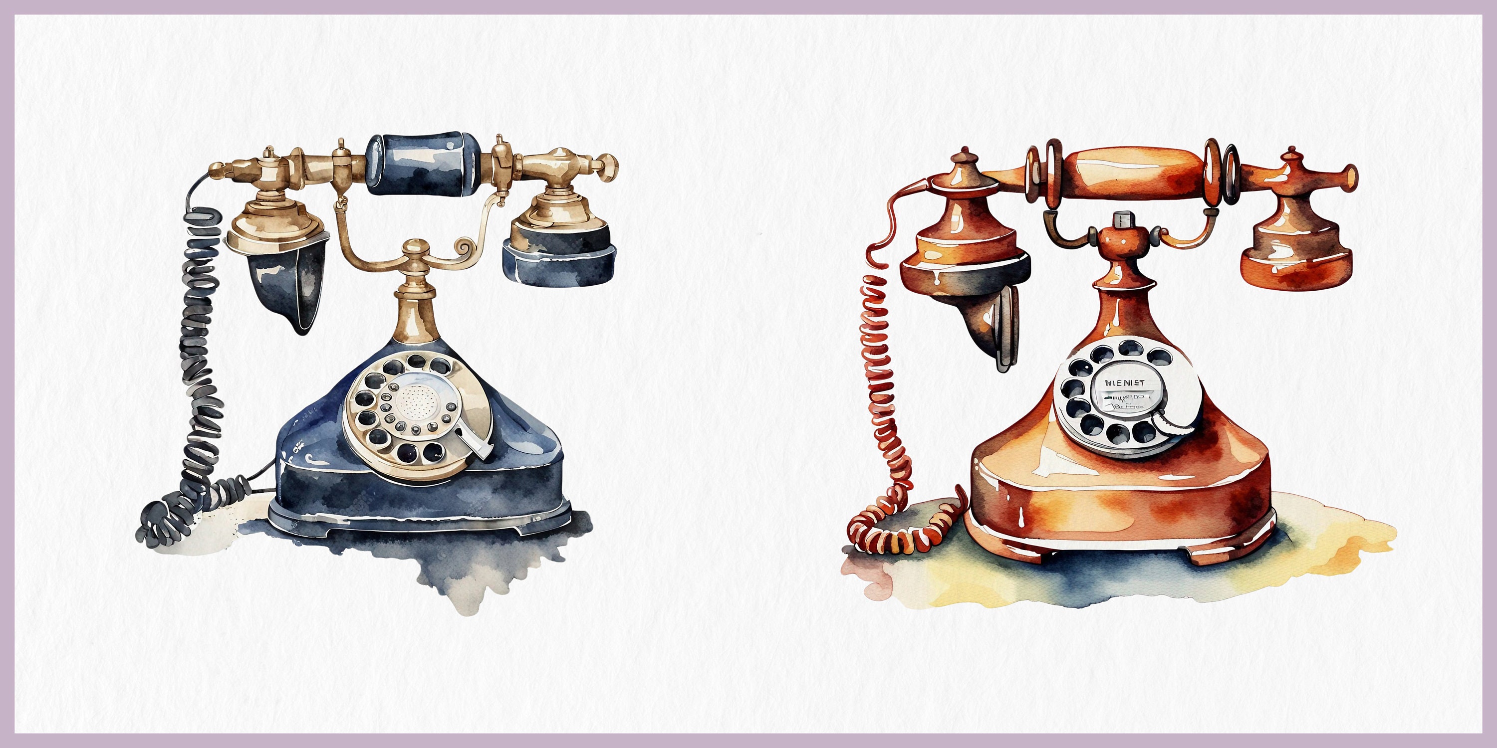 Vintage Telephone Clipart Bundle 12x PNG Images Transparent Background ...