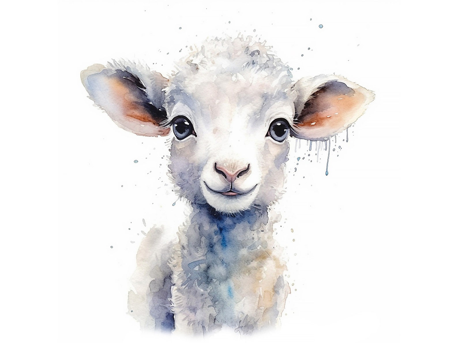 Cute Lamb Clipart Bundle, Digital Download, Watercolor Clip Art, Wall ...