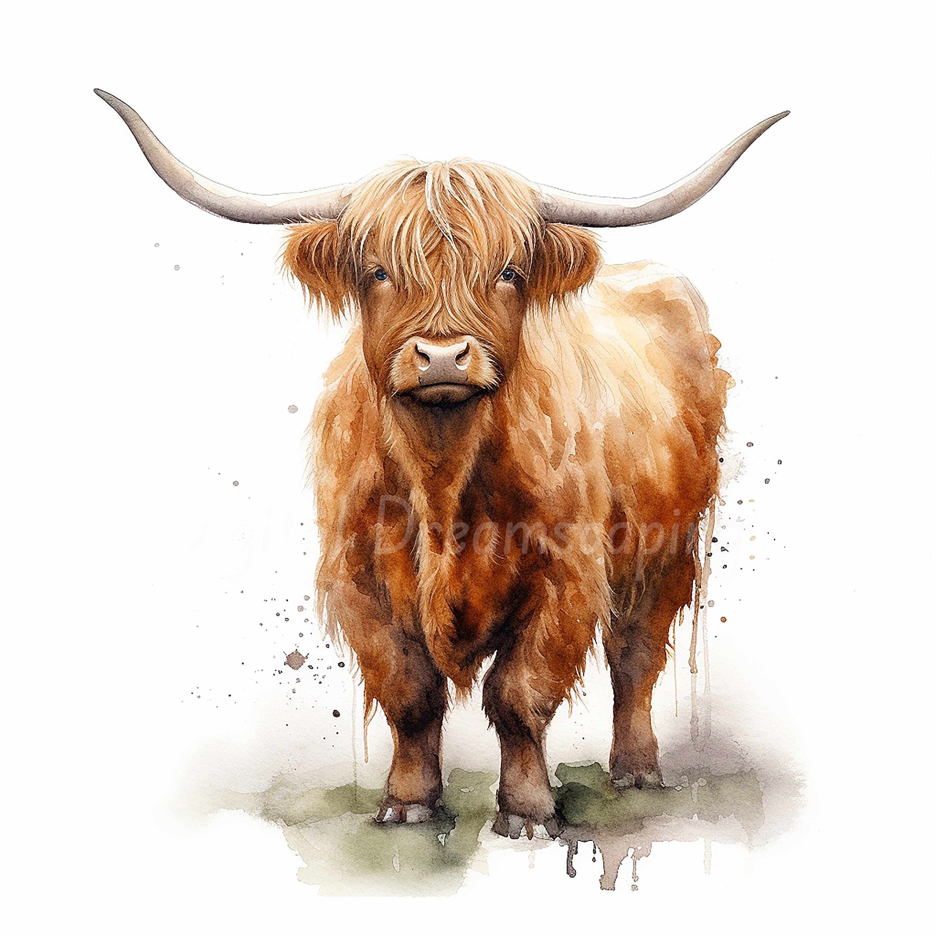 Highland Cow Clipart Bundle Digital Download, Watercolor Clip Art, Wall ...