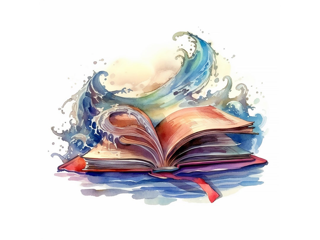 Fantasy Books Clipart Bundle Digital Download, Watercolor Clipart, Wall ...