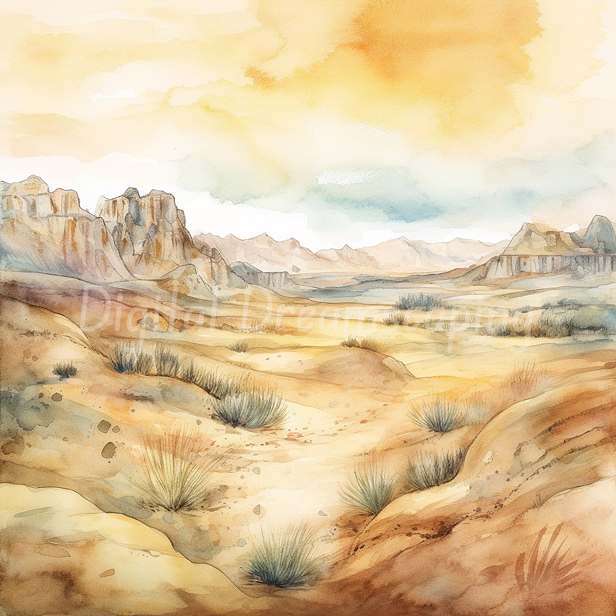 Desert Landscape Clipart Bundle 8x High Quality Watercolor Designs ...