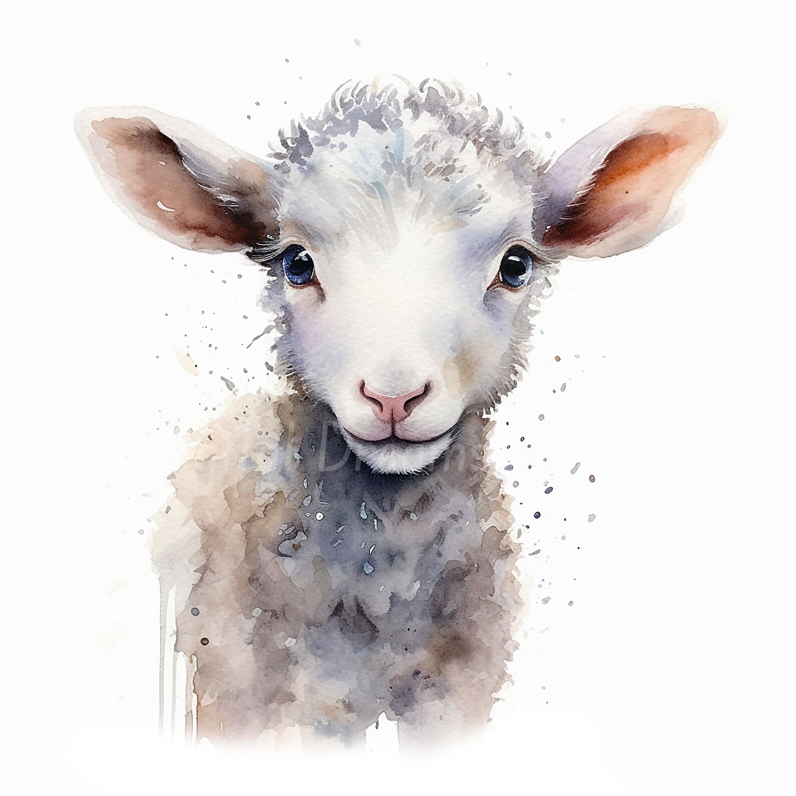 Cute Lamb Clipart Bundle, Digital Download, Watercolor Clip Art, Wall ...