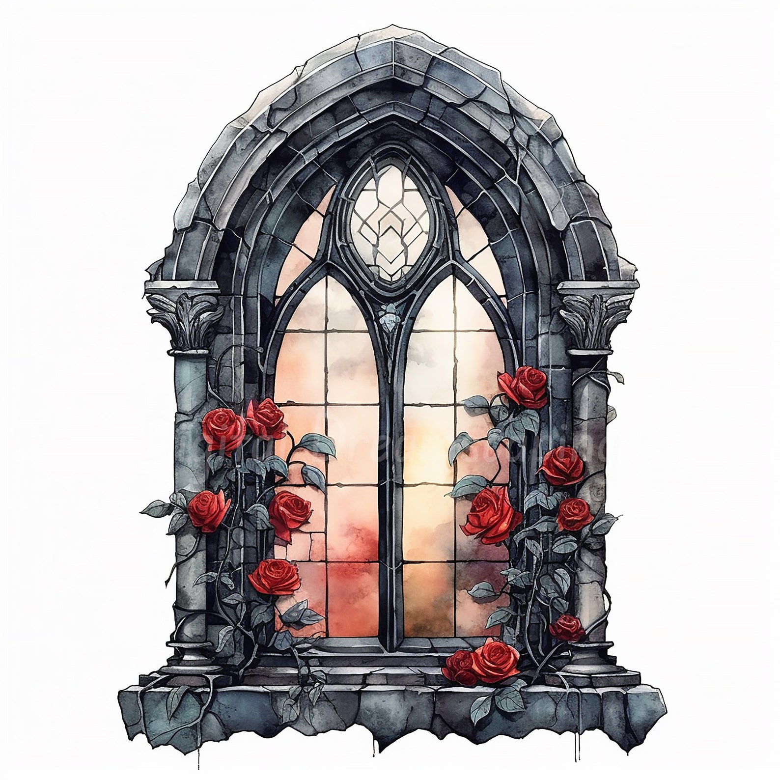 Gothic Window Clipart Bundle Digital Download Watercolor Clip Art for ...