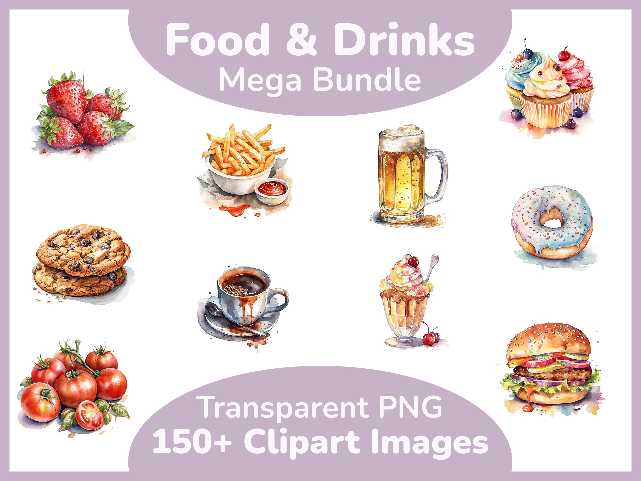 140 Food & Drink Clipart Mega Bundle 70% off All Items From - Etsy