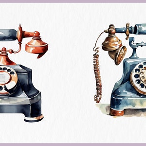 Vintage Telephone Clipart Bundle 12x PNG Images Transparent Background ...