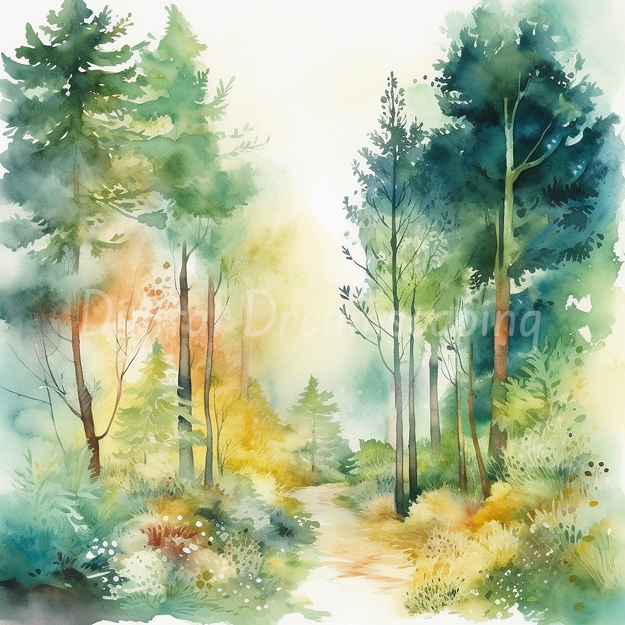 Forest Landscape Clipart Bundle 8x High Quality Watercolor Designs ...