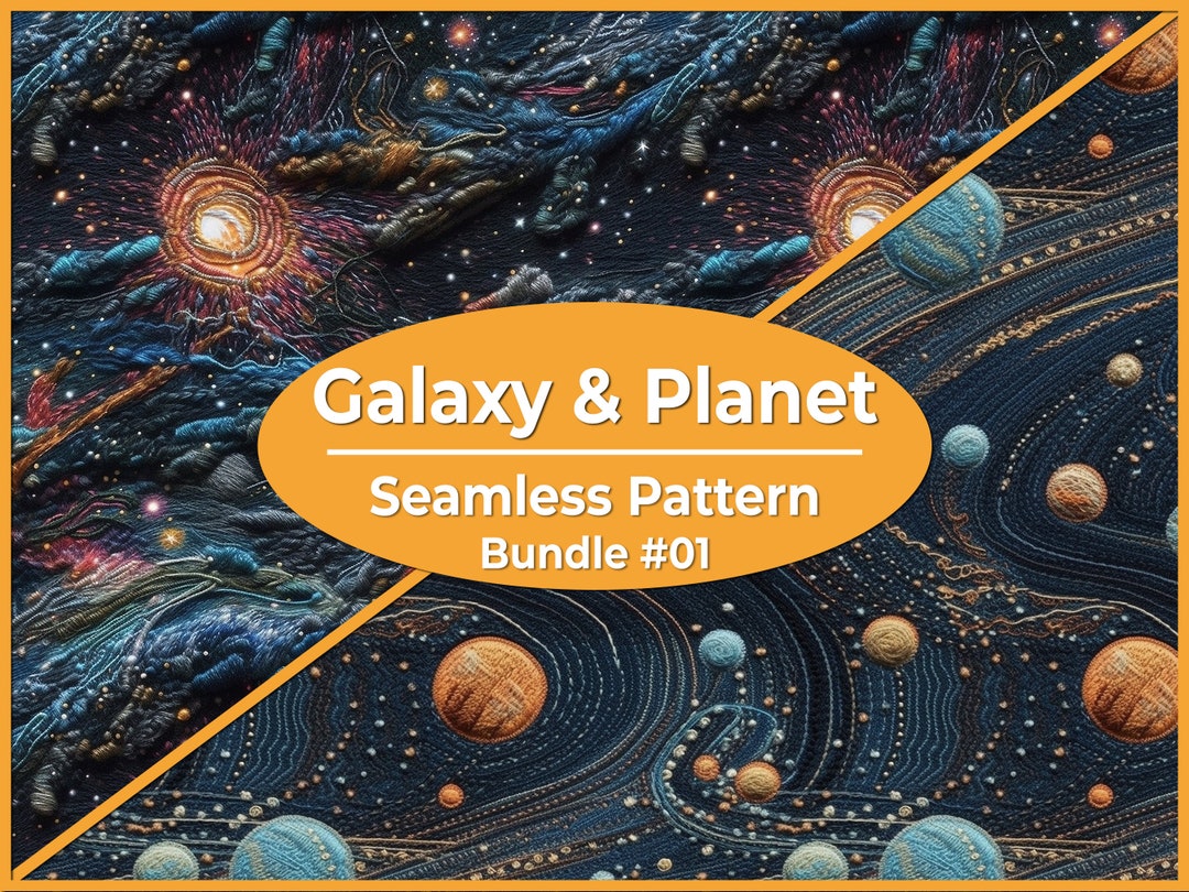 Embroidered Galaxy Planets Seamless Pattern 4 High Quality - Etsy