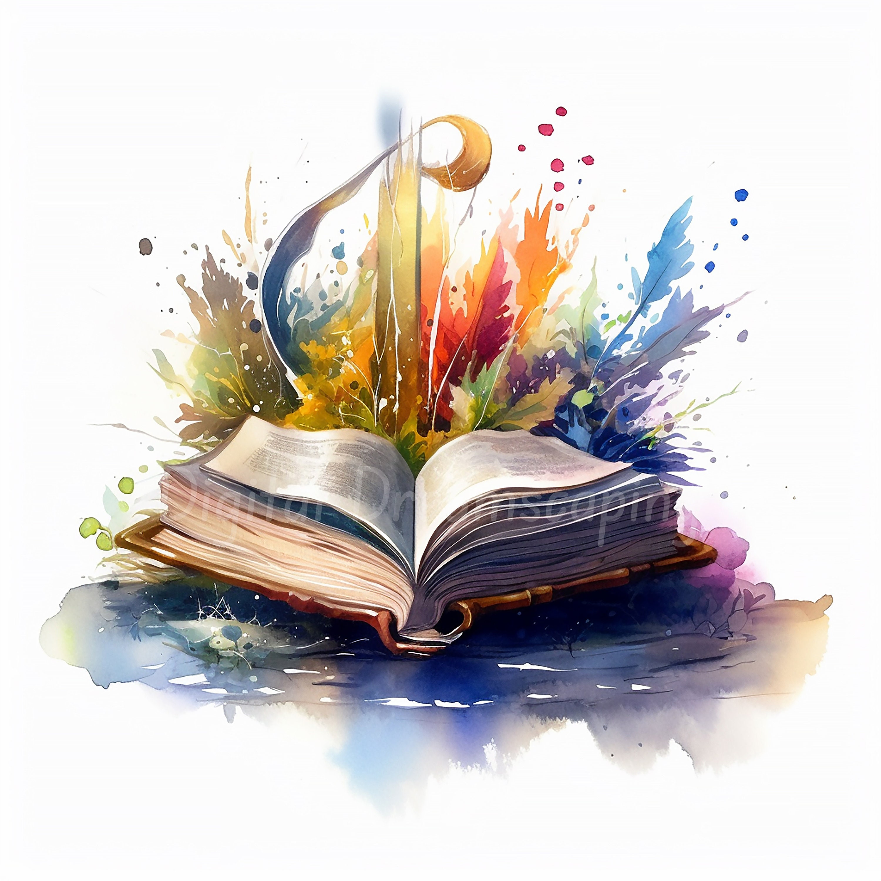 Fantasy Books Clipart Bundle Digital Download Watercolor - Etsy