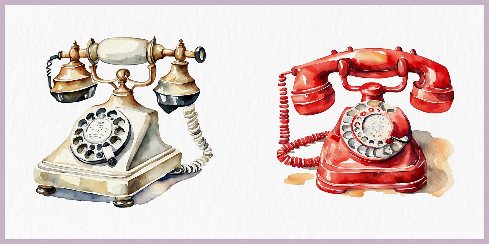 Vintage Telephone Clipart Bundle 12x PNG Images Transparent Background ...