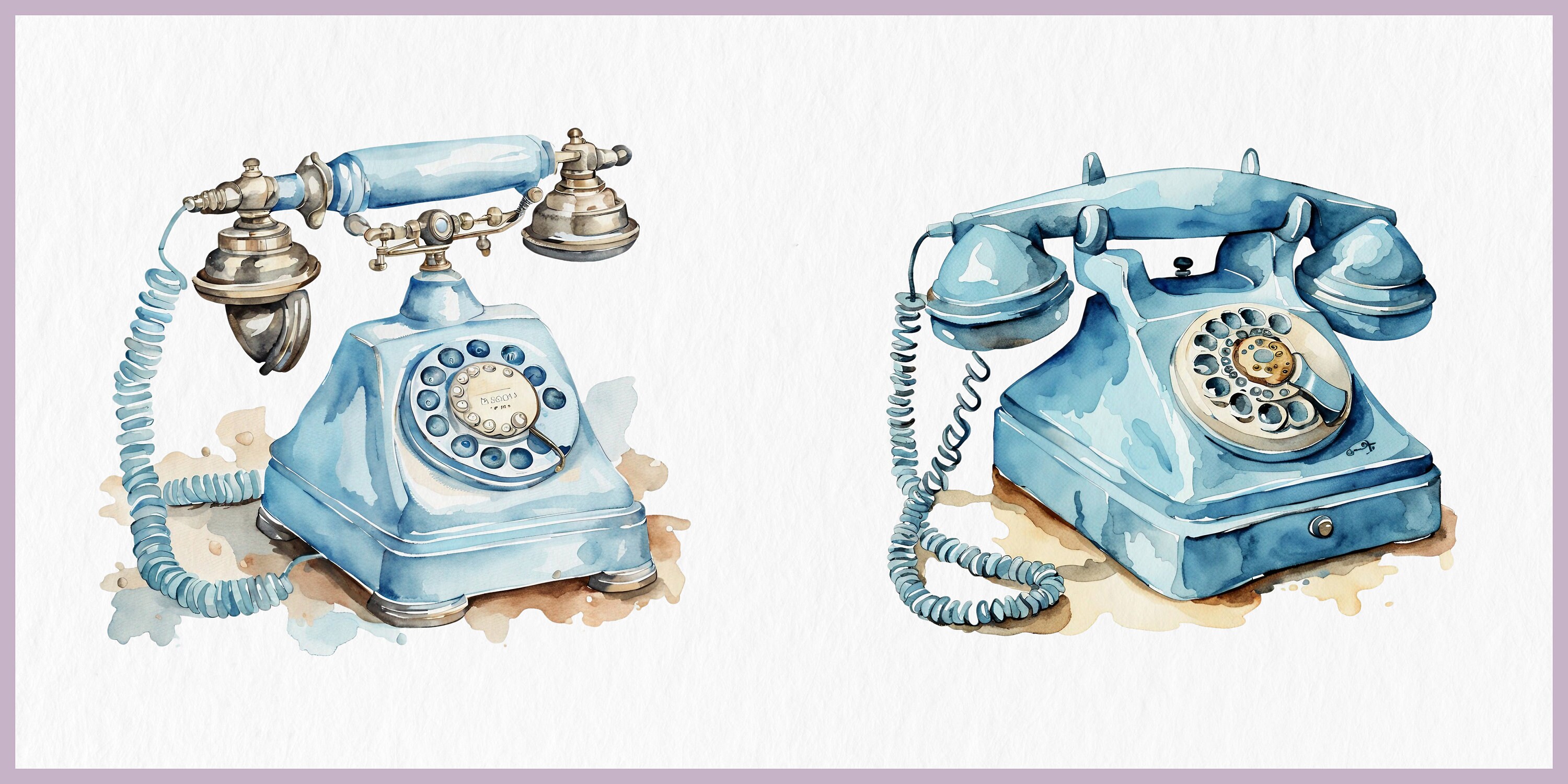 Vintage Telephone Clipart Bundle 12x PNG Images Transparent Background ...